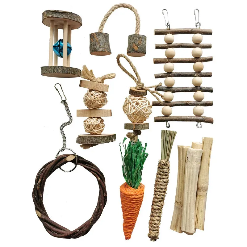 DHgate.com:Bunny Chewing Toys: Natural Pine Wood Roller Toy with Bell ...