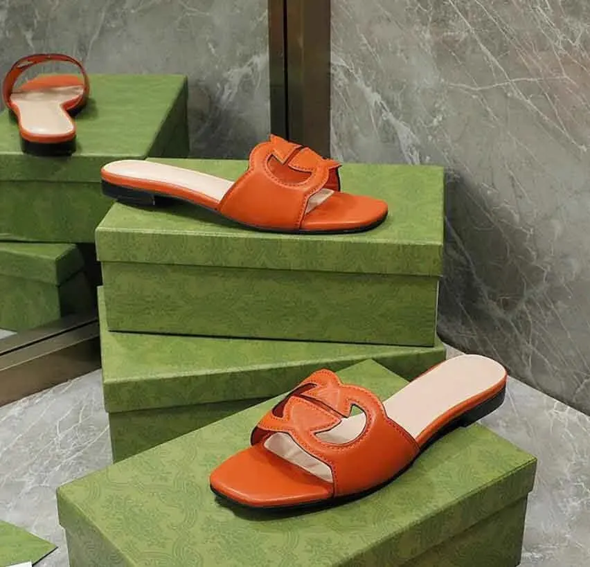 Bulk Women's Leather Slide Sandals | Cut Out Pop Design Flats ...
