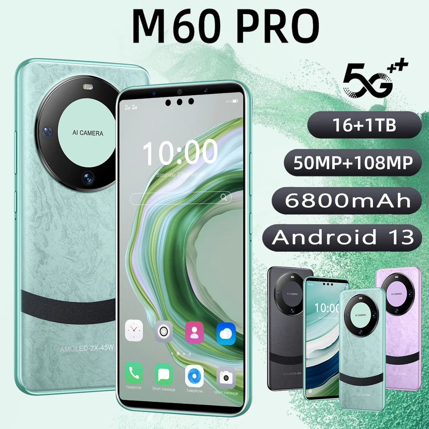 DHgate.com:2024 Latest M60 Pro 5G Smartphone, 16GB+1TB, 6.7" HD Full ...