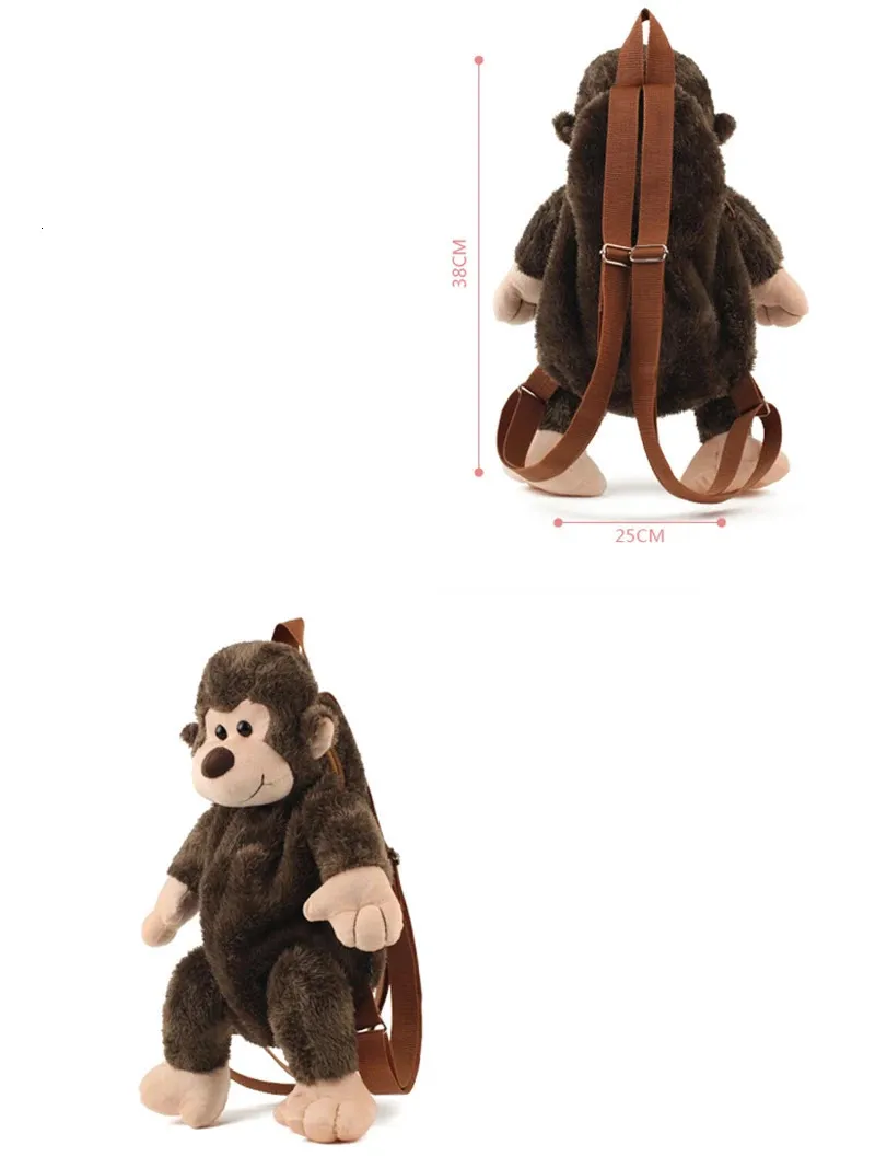 DDWE Kids Plush Monkey Backpack Soft Cartoon Toddler Bag For Boys And ...