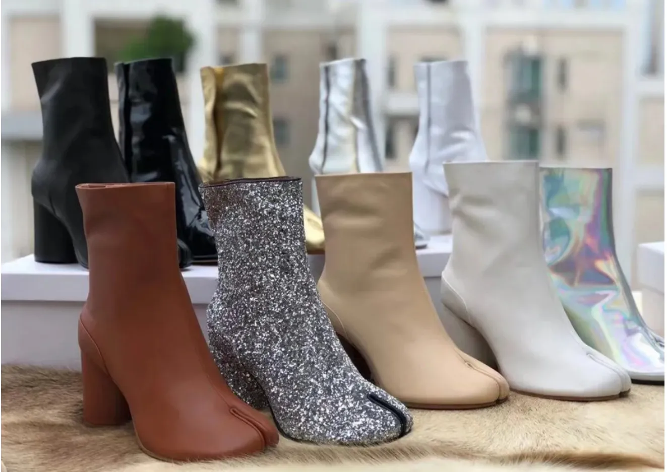 Luxury Designer Tabi Boots Colorful Classic Split Toe Ankle Boots With ...