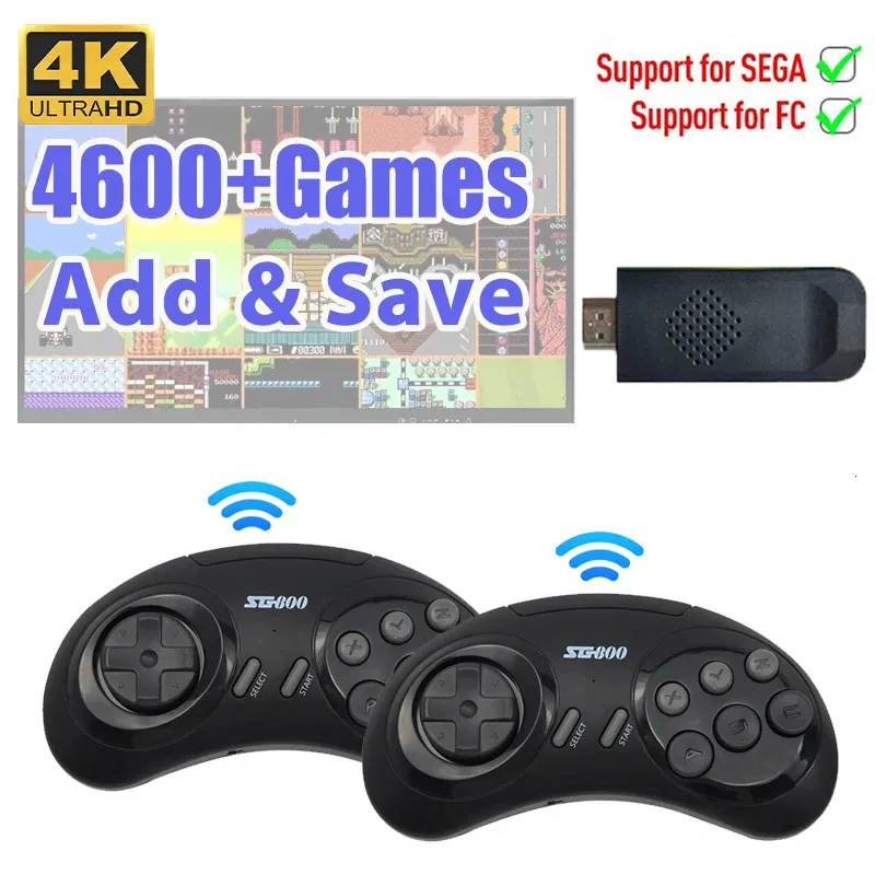 16-Bit Retro Game Console - 1500+ Classic Games, Wireless Controllers ...