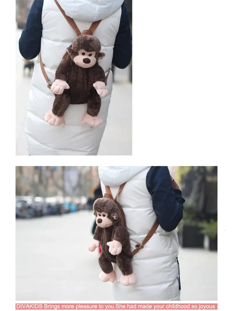 Animal Plush Backpack: Cute Monkey Stuffed Toy Backpack, Soft Plush ...