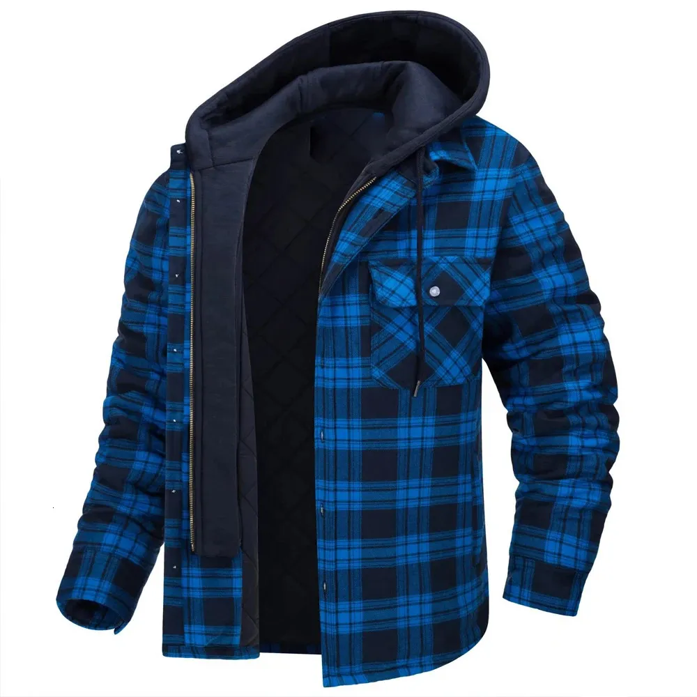 Covrlge Men's Flannel Plaid Jacket: Winter British Style, Thick Thermal ...