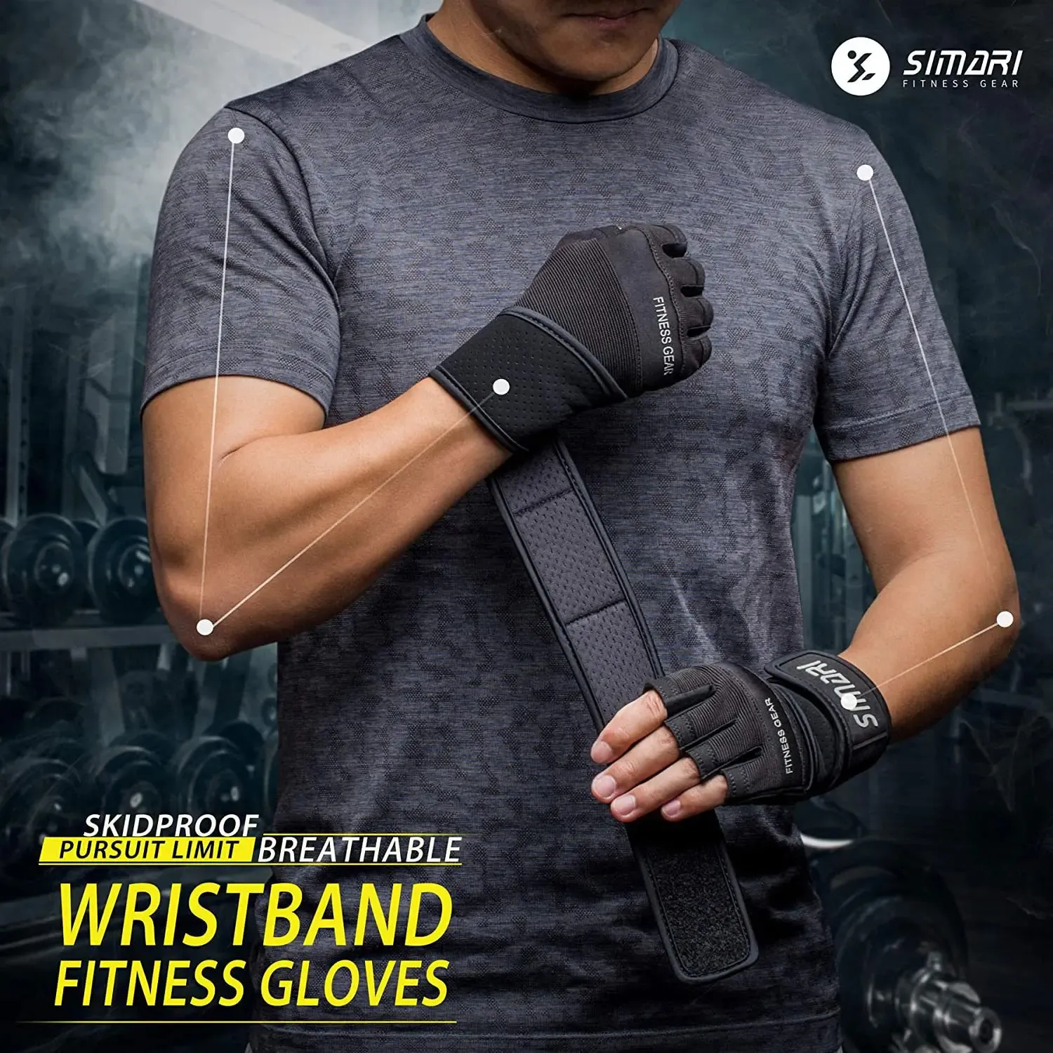 Weight Training Wrist Support Gym Gloves Half Finger Fitness Gloves for ...