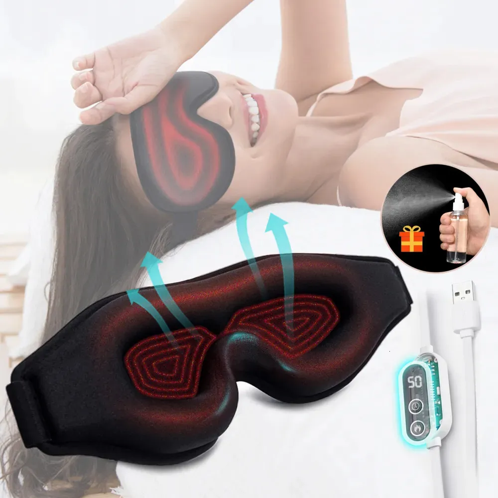 3D Electric Heating Eye Mask Far Infrared Compress For Dry, Tired Eyes ...
