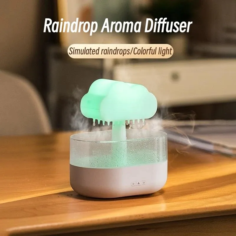 Mushroom Rain Cloud Humidifier - Aroma Diffuser, Relaxing Water Sounds ...