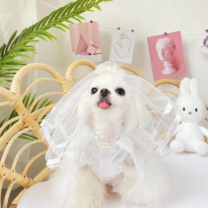 DHgate.com:Lace Bowknot Wedding Dress for Dogs, White Wedding Veil Set ...