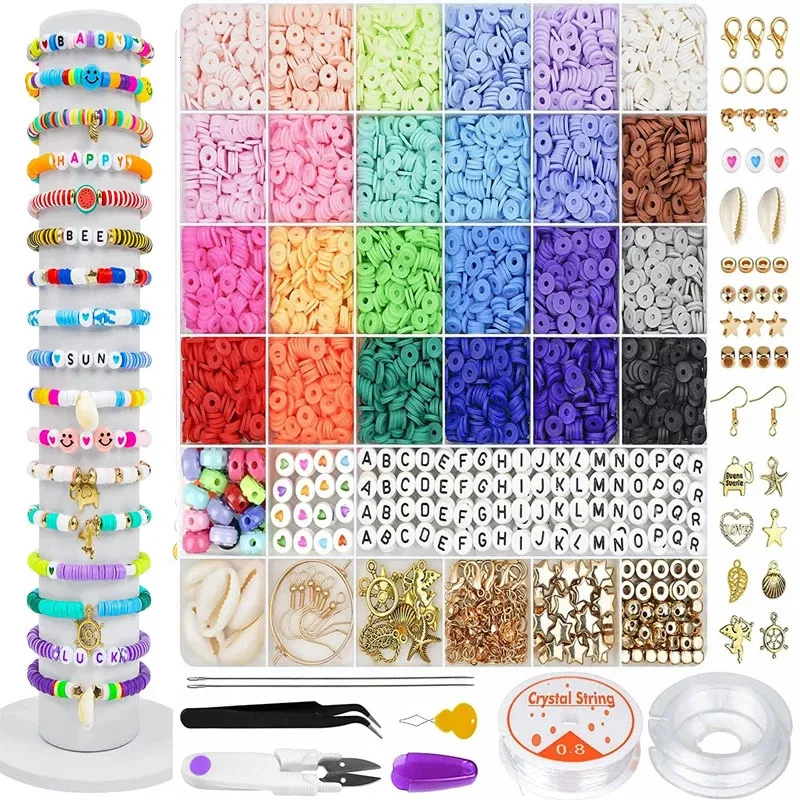 DHgate.com:6mm Clay Beads Set, Various Styles Colored Flat Chip Clay ...