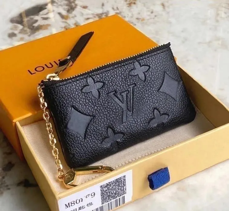 Luxury Leather Keychain Pouch Designer Coin Purse with Zipper Pocket ...