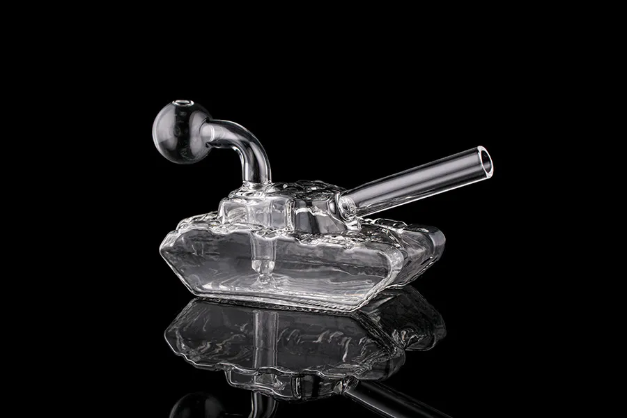 Mini Tank Design Glass Bong With Curved Oil Burner Pipe And Downstem ...