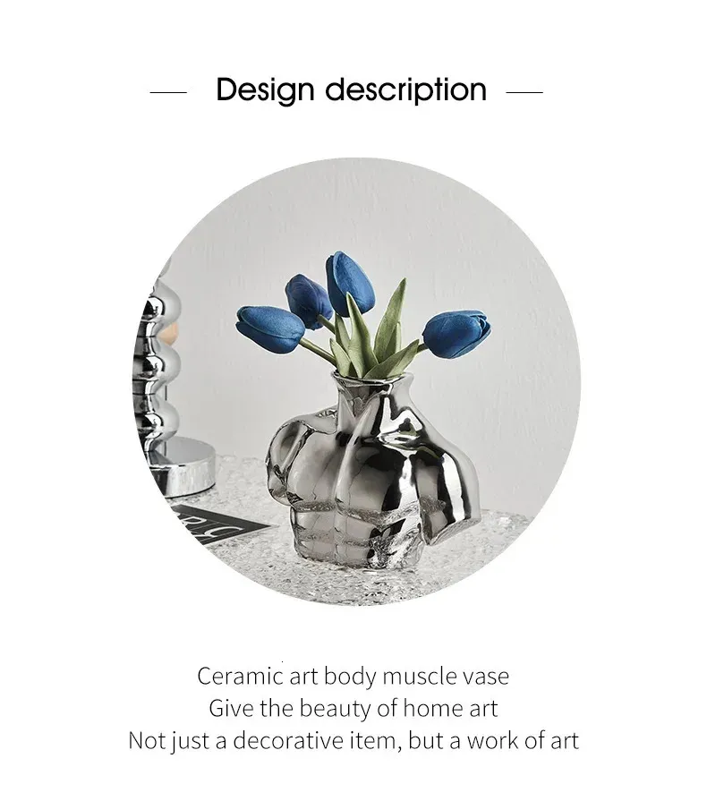 Artistic Flower Vases: Resin Body Sculpture Vase, Unique Muscle Shape ...