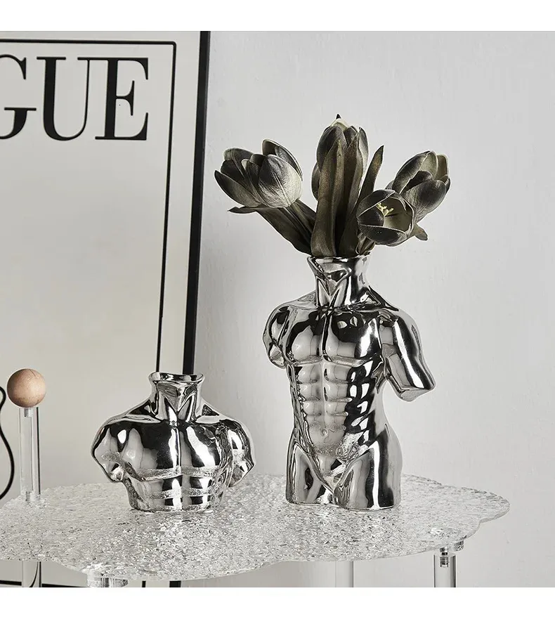 Artistic Flower Vases: Resin Body Sculpture Vase, Unique Muscle Shape ...