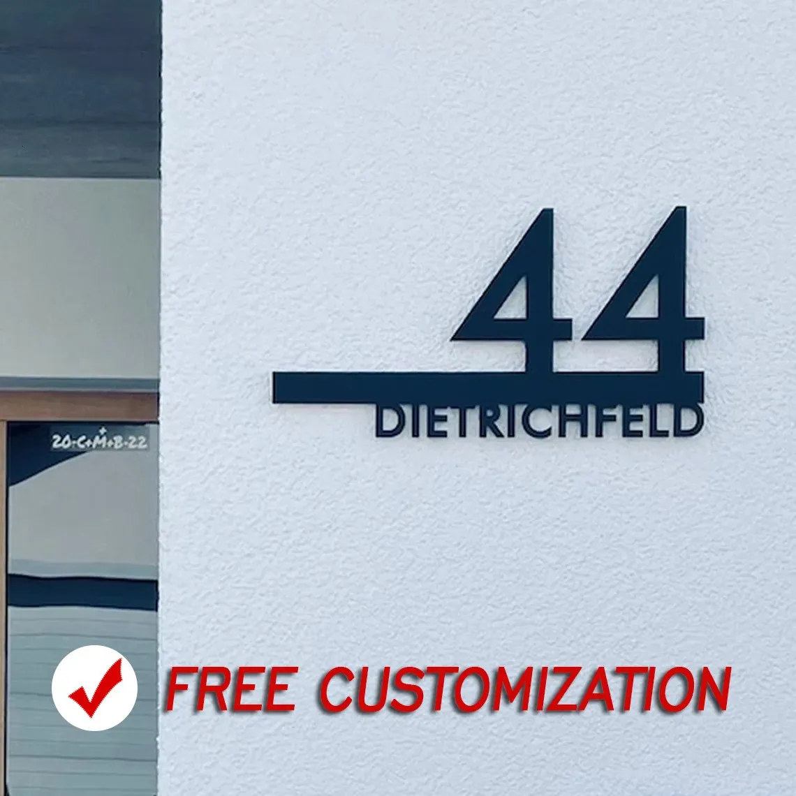 Modern Acrylic Door Sign: Custom House Number, Underline Numbers ...