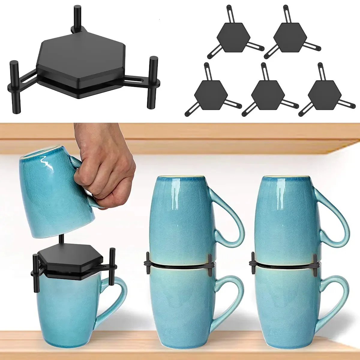 DHgate.com:Adjustable 6-Piece Stackable Coffee Mug Holder Organizer for ...
