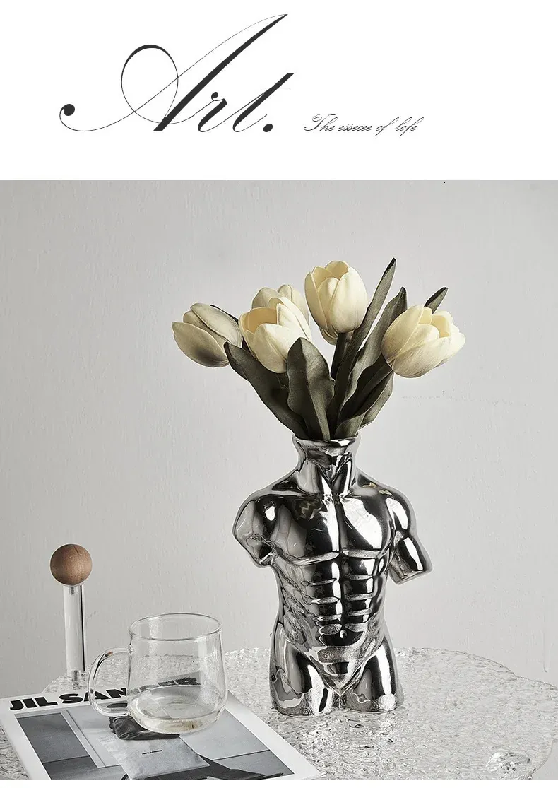 Artistic Flower Vases: Resin Body Sculpture Vase, Unique Muscle Shape ...