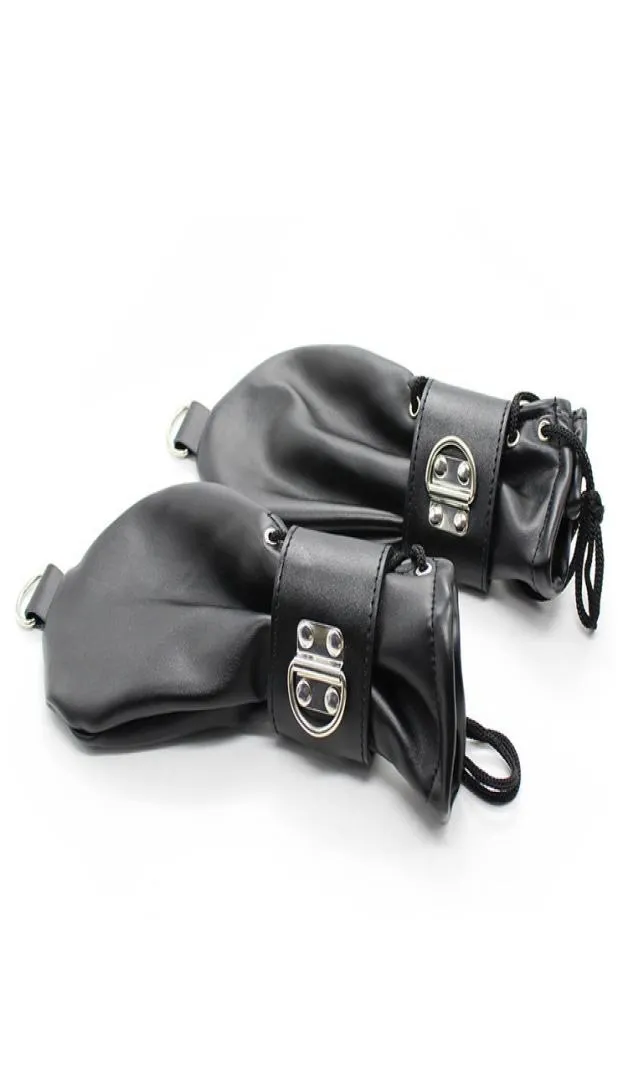 Fashion Leather Hand Restraints - Soft Fist Mitts with Locks & Rings ...