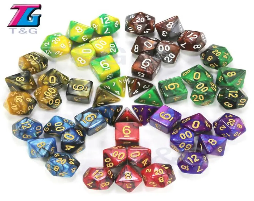 DHgate.com:7-Piece 2-Color Dice Set for Dungeons and Dragons, MTG, and ...