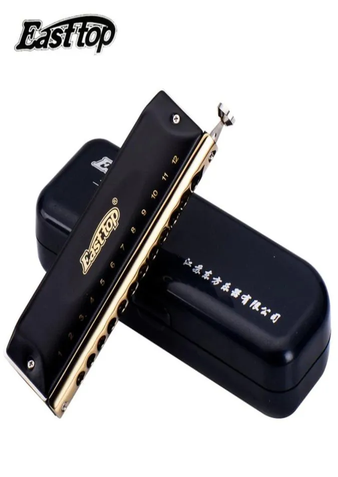 Easttop 12 Hole Chromatic Harmonica - Professional 48 Tone Mouth Organ, Key of C Blues Harp ...