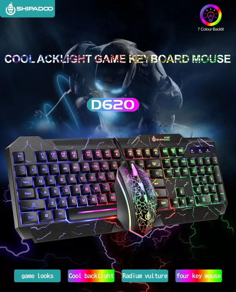 Led Keyboard And Mouse Combo: Ergonomic Luminous Keyboard Mouse Set ...
