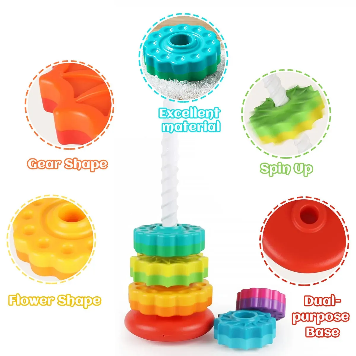 Rainbow Montessori Stacker: Rotating Tower Puzzle Toy... From Deng08 ...