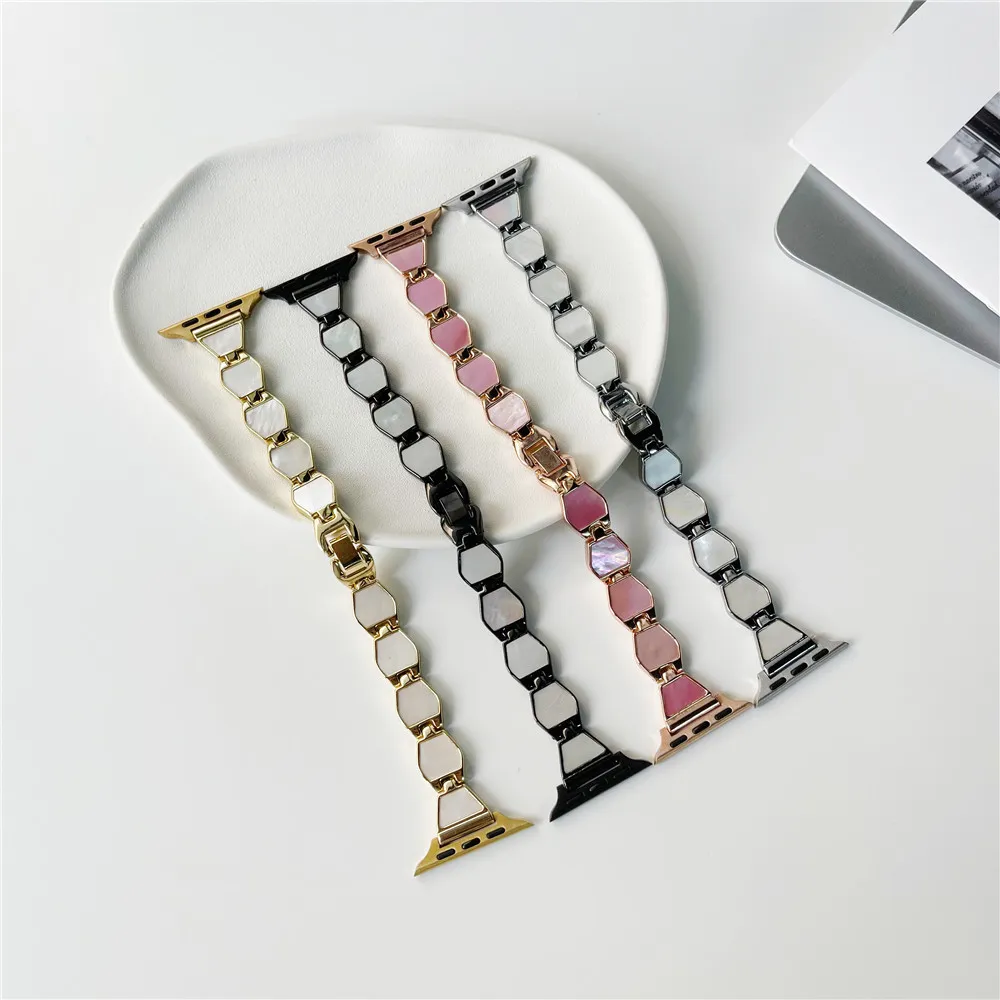 Shell Hexagonal Metal Chain Jewelry Straps Wristband Link Bracelet Band ...