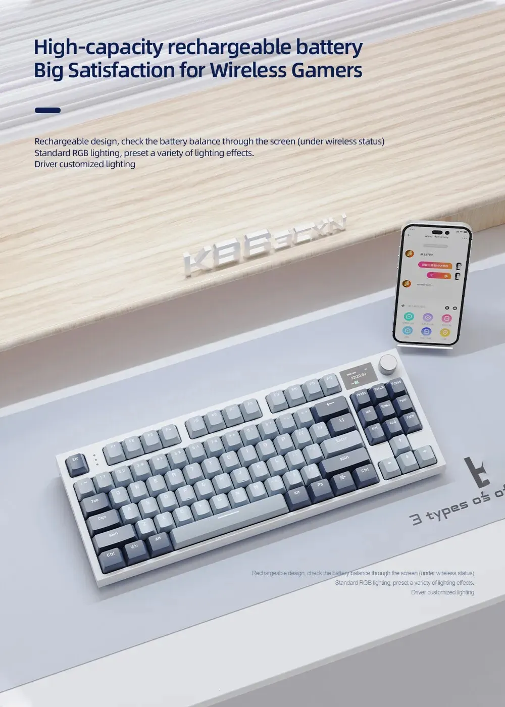 60 Wireless Keyboard, Compact Mechanical Keyboard With Display Screen ...