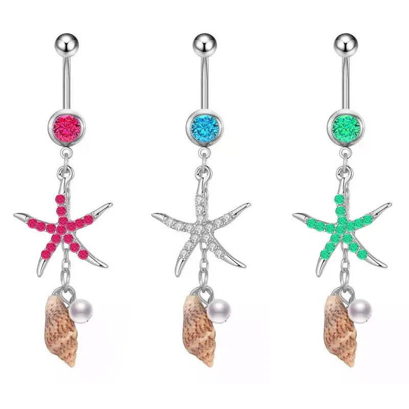 DHgate.com:Starfish 925 Sterling Silver Belly Button Ring - Sparkling ...