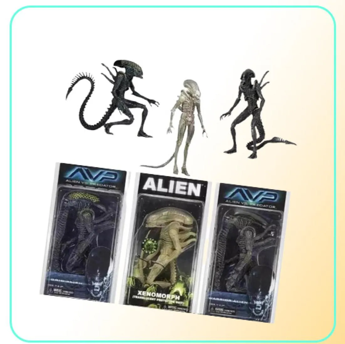 Neca Aliens Vs Predator Avp Series Grid Alien Xenomorph Translucent ...