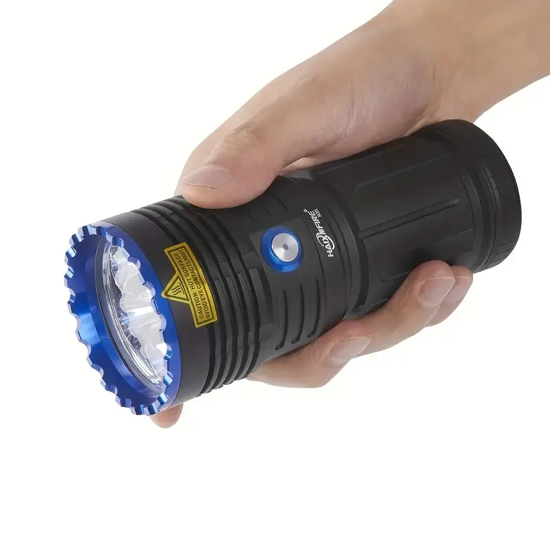 Super Bright USB Rechargeable Tactical Flashlight - 6 LED Bulbs, 4 x 18650 Batteries, Gift Box ...