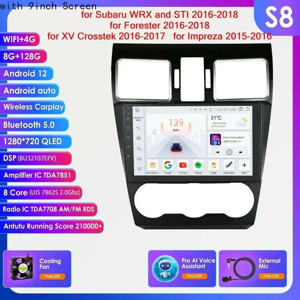 Autoradio Carplay 4G LTE 9 Android Subaru Impreza WRX STI 2016 XV Crosstek 2018 Forester Lecteur ...