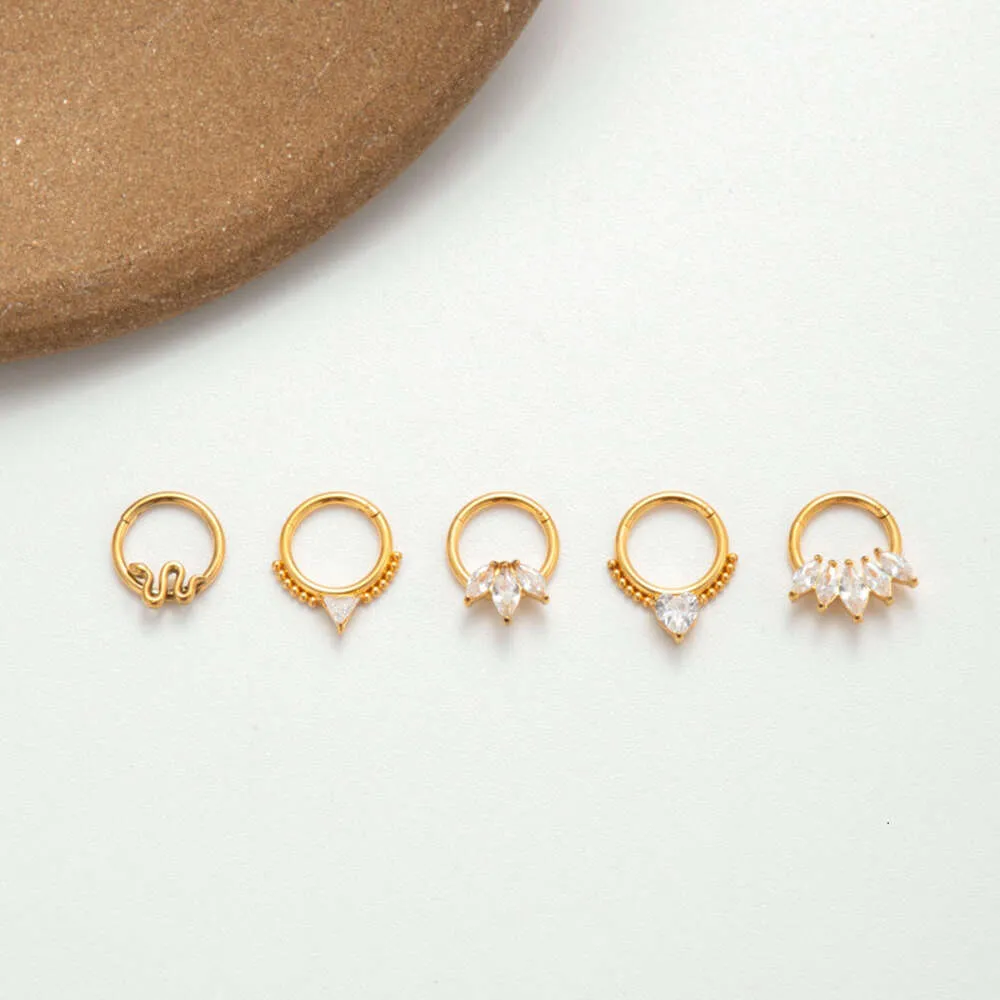 Surgical Stainless Steel Copper Nose Ring with Cubic Zirconia Rhodium ...