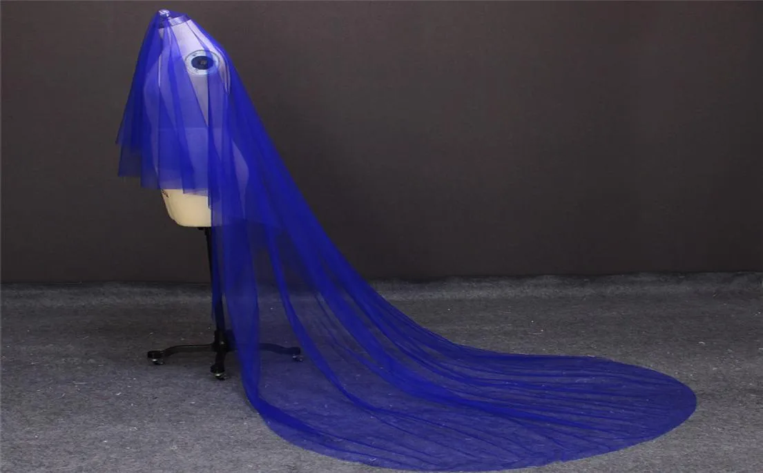 DHgate.com:3 Meters Single Layer Blue Bridal Veil with Cut Edge for ...