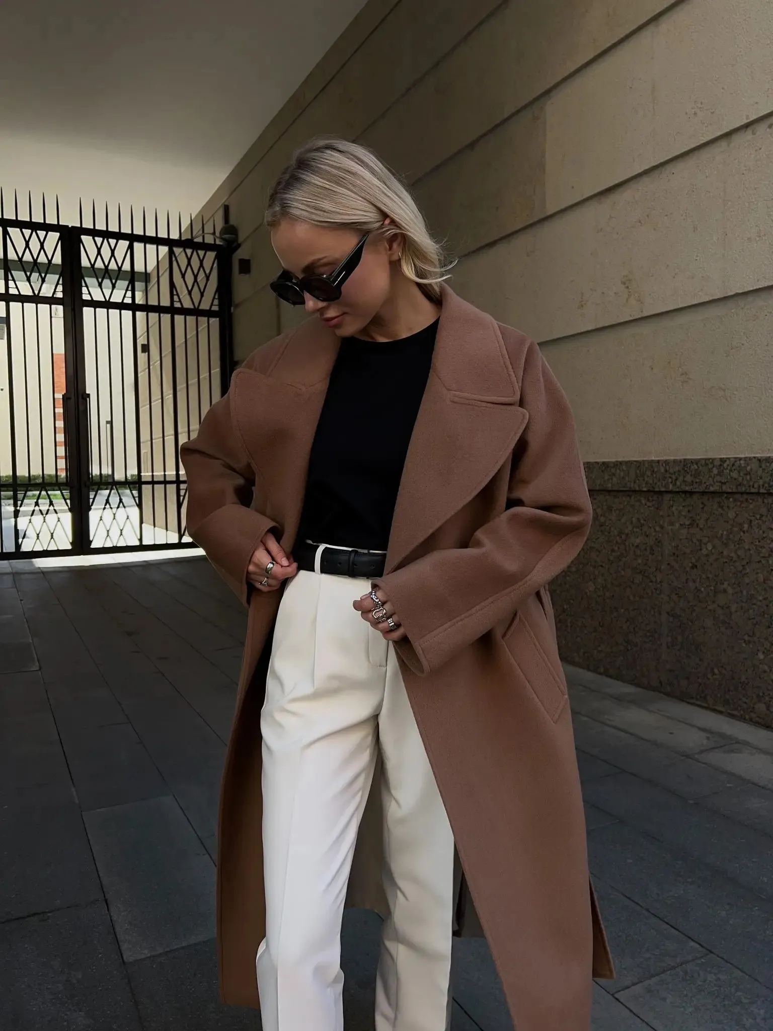 Bornladies Women's Winter Warm Wool Coat: Thick Belted Loose Long ...