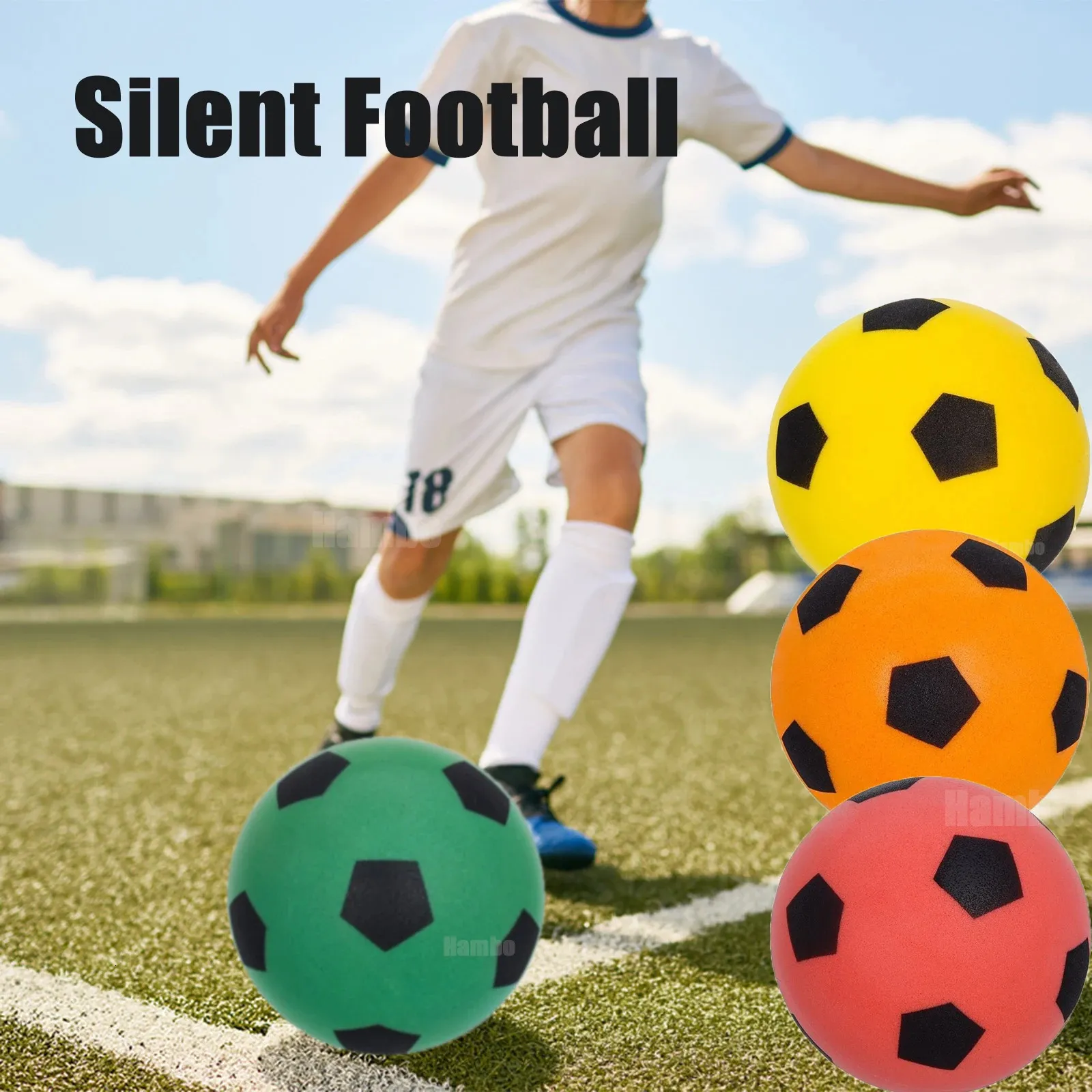Silent Soccer Ball Size 5 Indoor Foam Football 3 Mute Bouncing Air ...