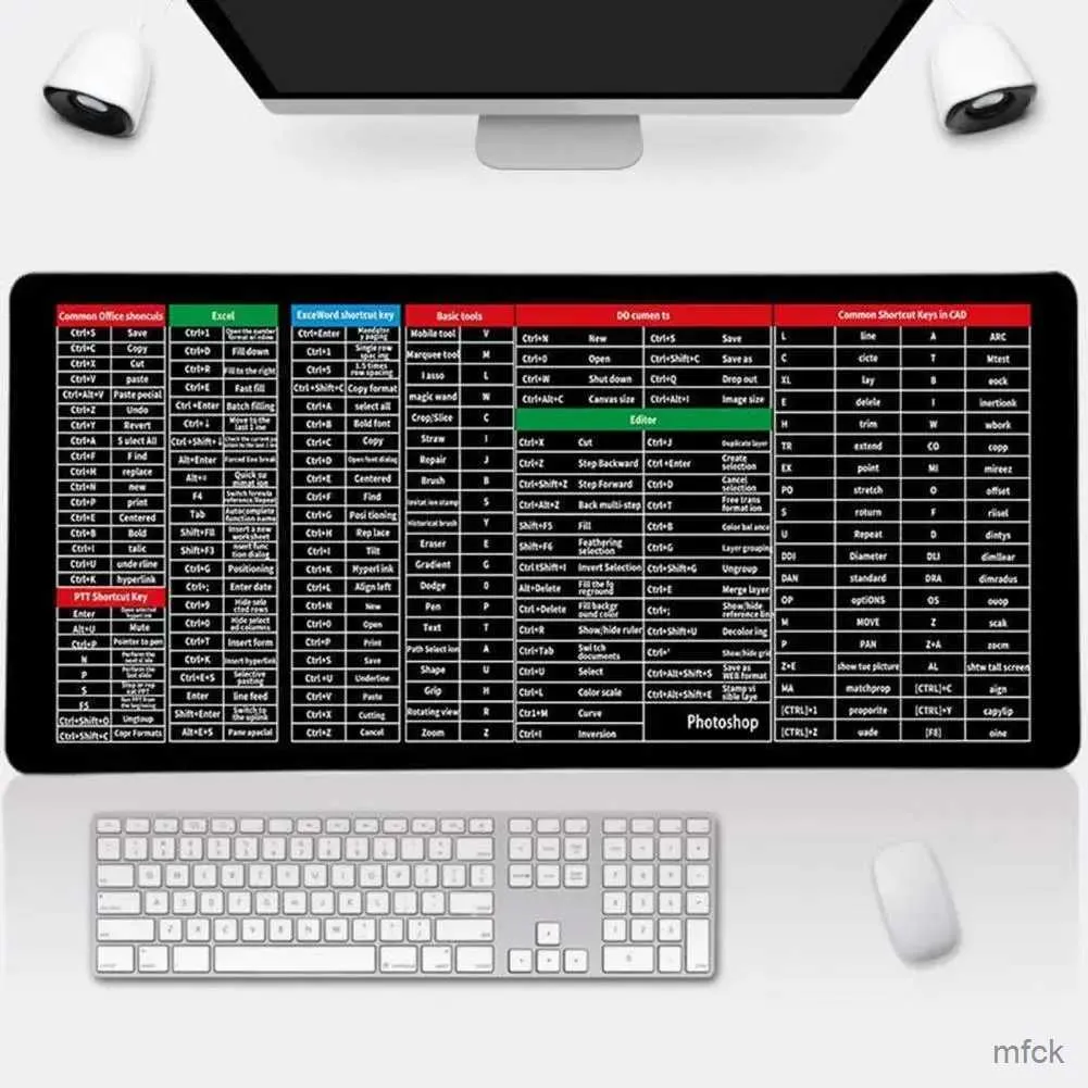 Mouse Pads Wrist Rests Large Mouse Pad With Keyboard Shortcuts Print ...