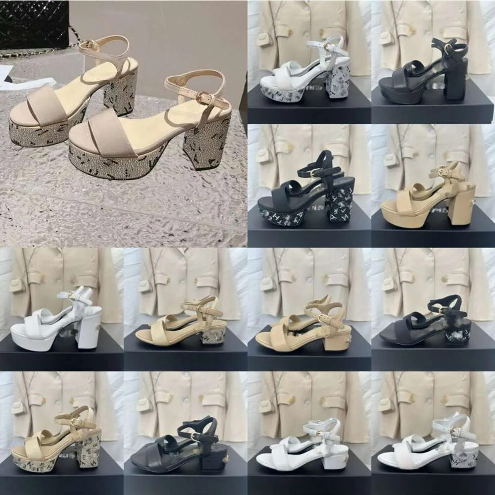Chanells Embellished 2c Slingback Platform Sandals Heels With High ...