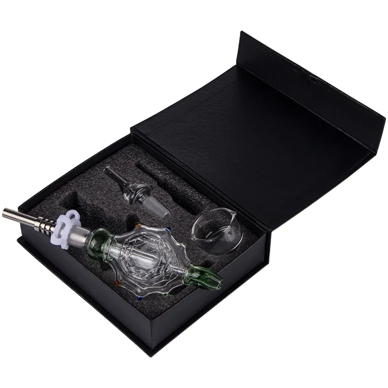 NC005 Smoking Pipe Dab Rig Glass Water Bong Gift Box 14mm Titanium ...
