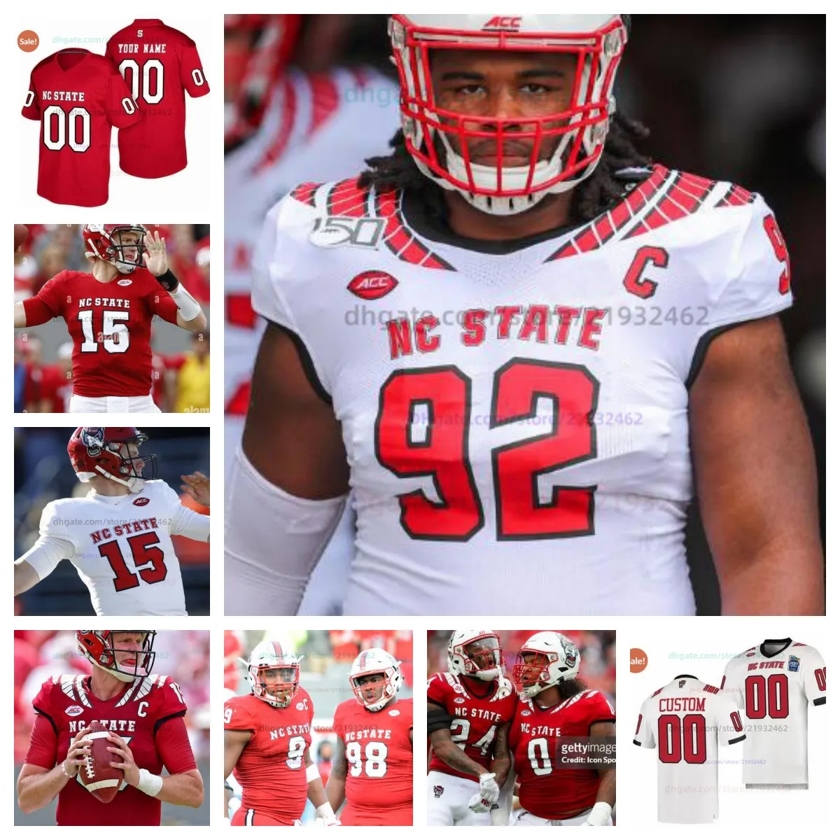 Custom NC State Wolfpack Football Jersey - Brennan Armstrong, Payton ...