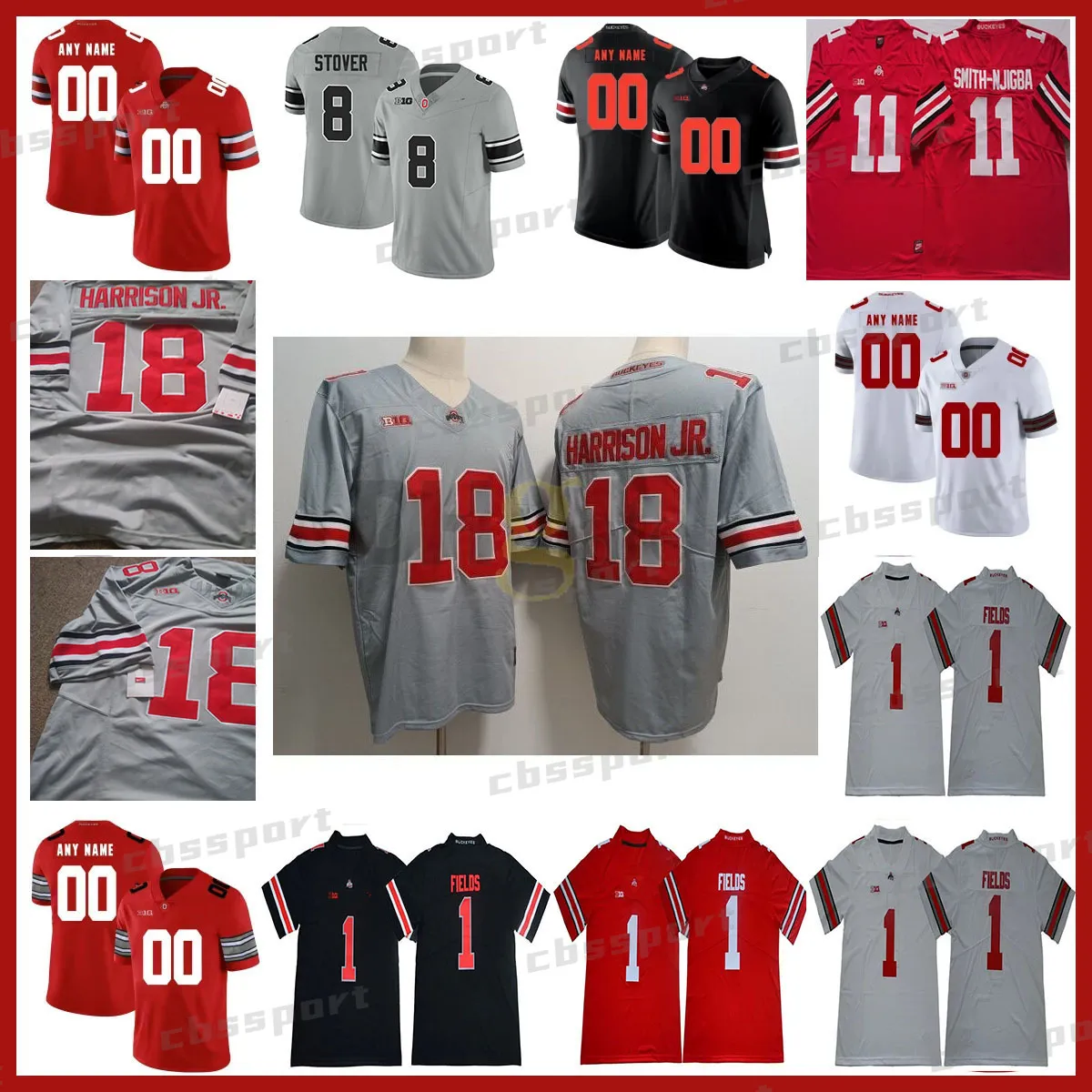 Ohio State Buckeyes Custom College Football Jersey Marvin Harrison Jr ...