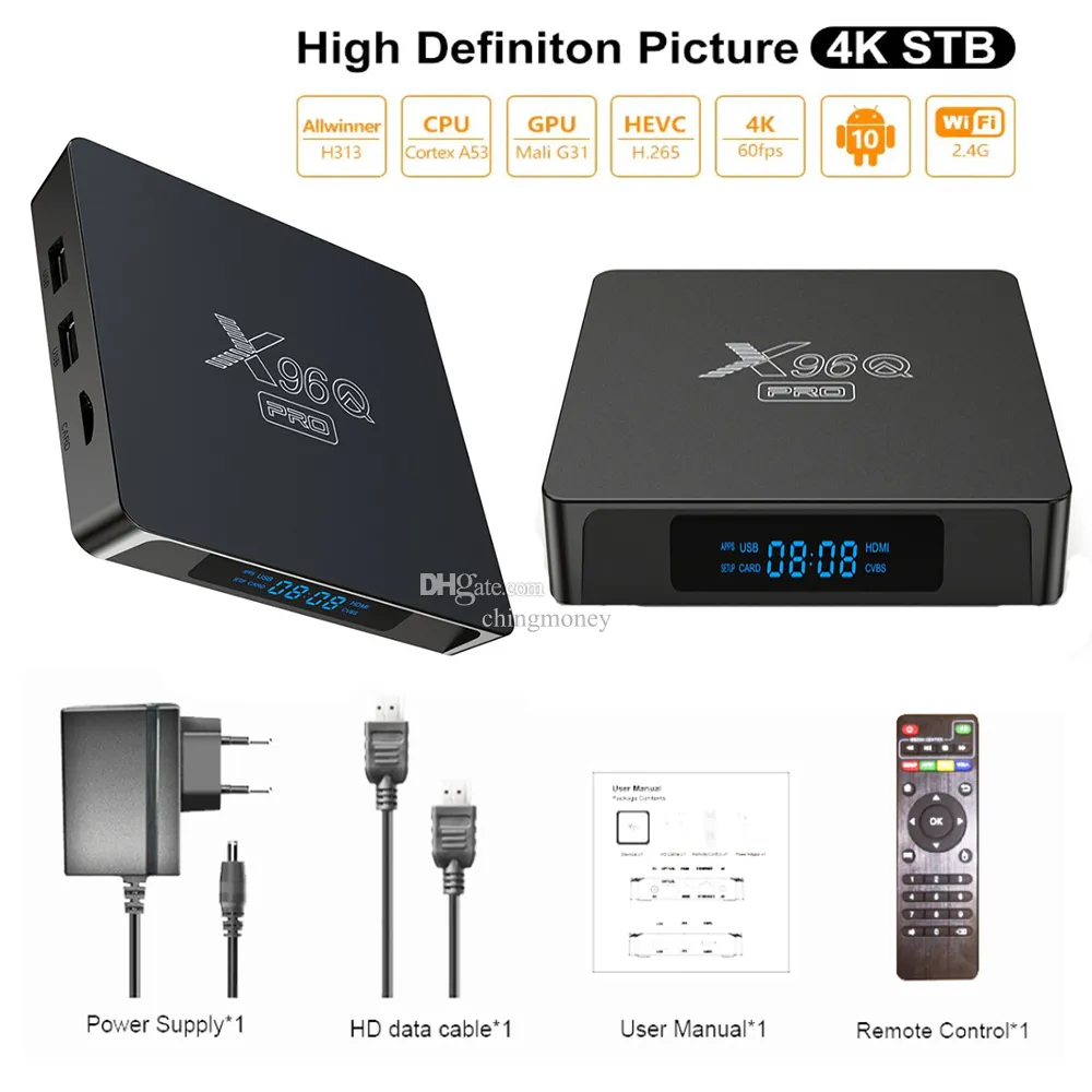 X96Q Pro 4K Android TV Box 2024, Allwinner H313 Quad Core 2GB/16GB, 2 ...