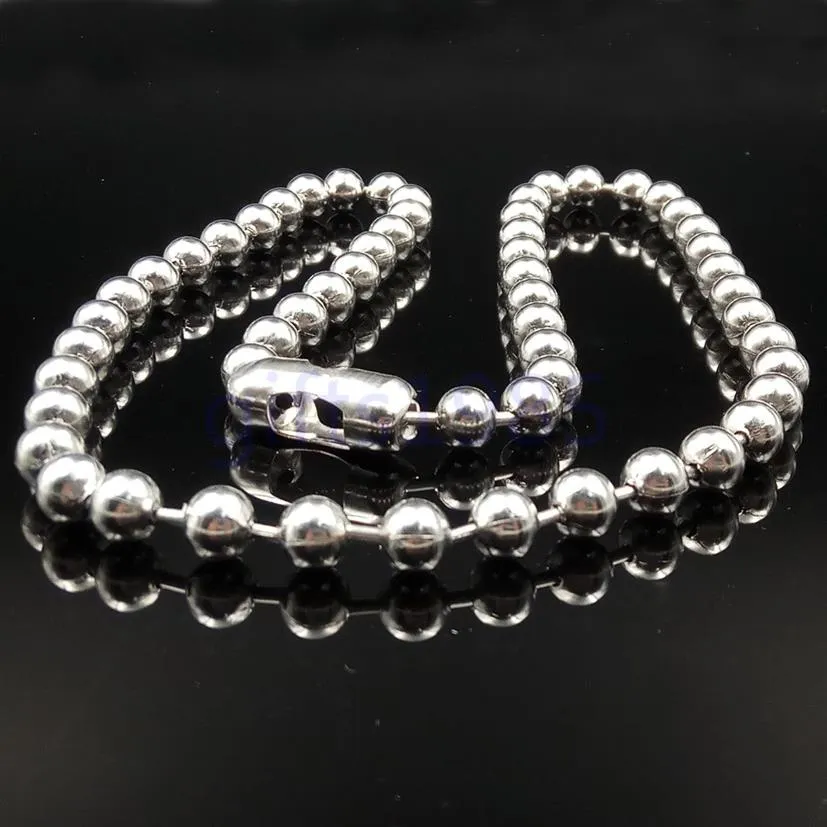 Stainless Steel Mens Ball Chain Necklace And Bracelet Set: 6mm 26 Chain ...
