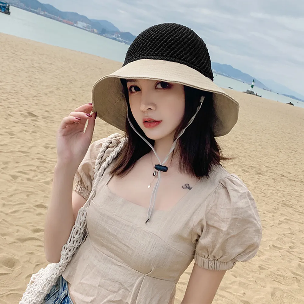 DHgate.com:Summer Women Wide Brim Bucket Cap Lady Sun Cap For Travel UV ...