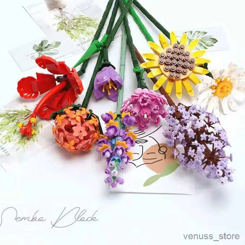 DHgate.com:Blocks Flower Bouquet Rose Building Block Toy Assembled ...