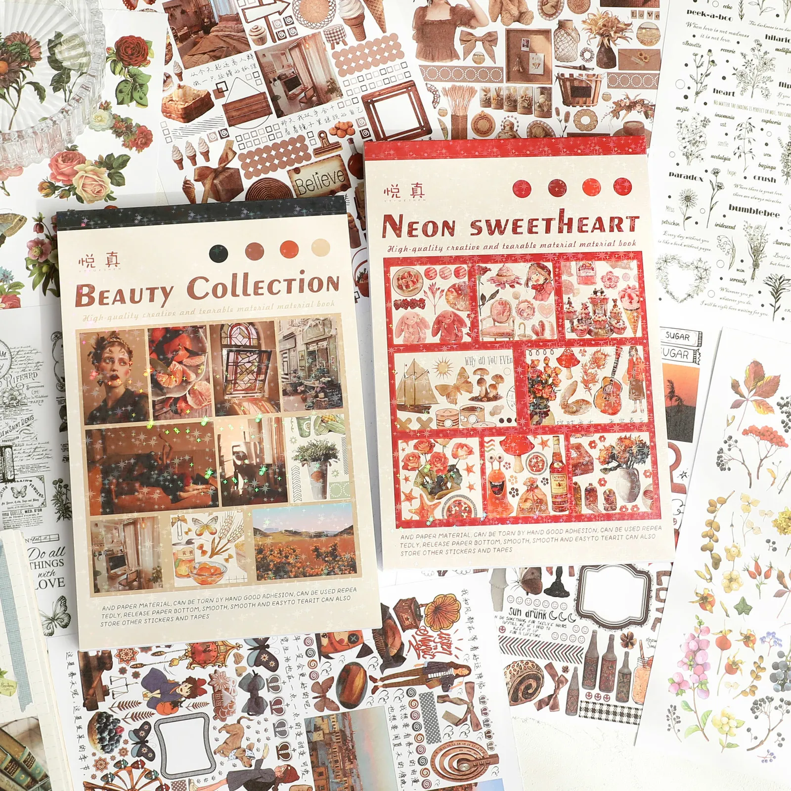 Scrapbook Sticker Book: 50 Sheets Of Decorative Paper Craft Stickers ...