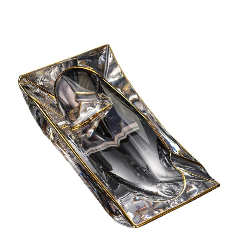 Gold Crystal Glass Ashtray Large Nordic Luxury Cigar Tray For Home ...