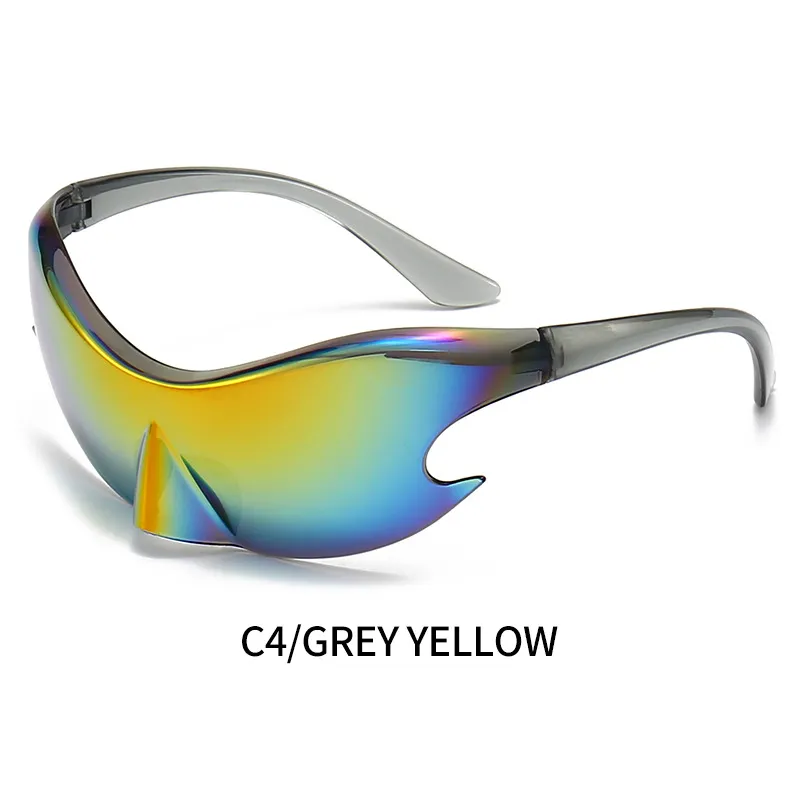 Y2K Cyberpunk One Piece Rimless Sports Sunglasses For Men Oversized ...