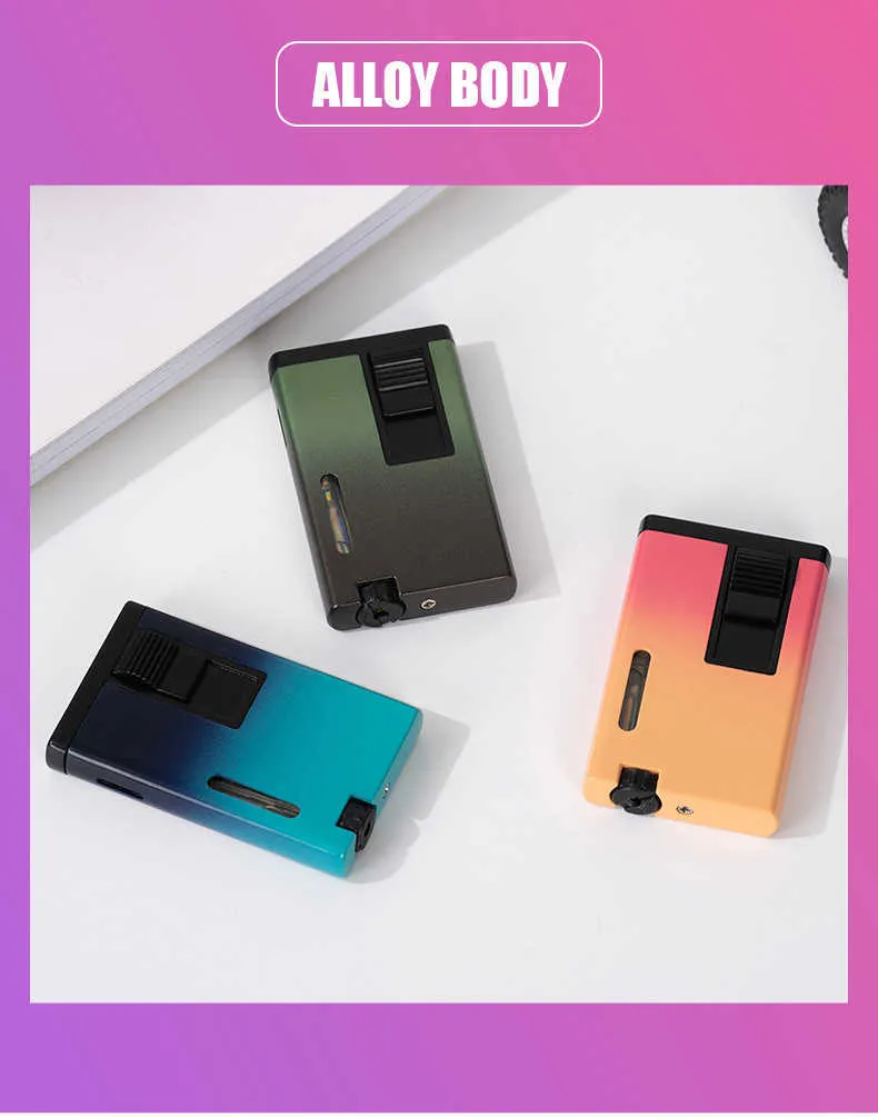 Ultrathin Gradient Torch Lighter - Windproof Red Flame, Visible Fuel ...