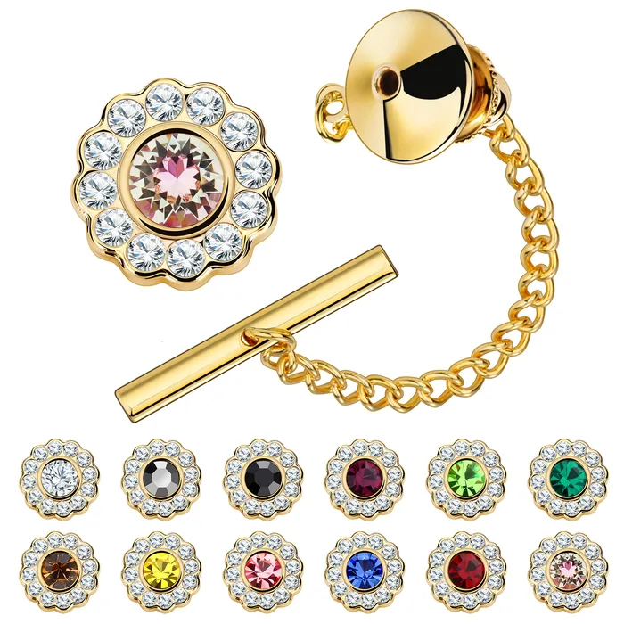 Elegant Men's Tie Tack Set - Floral Designs, Classic Tie Pins with ...