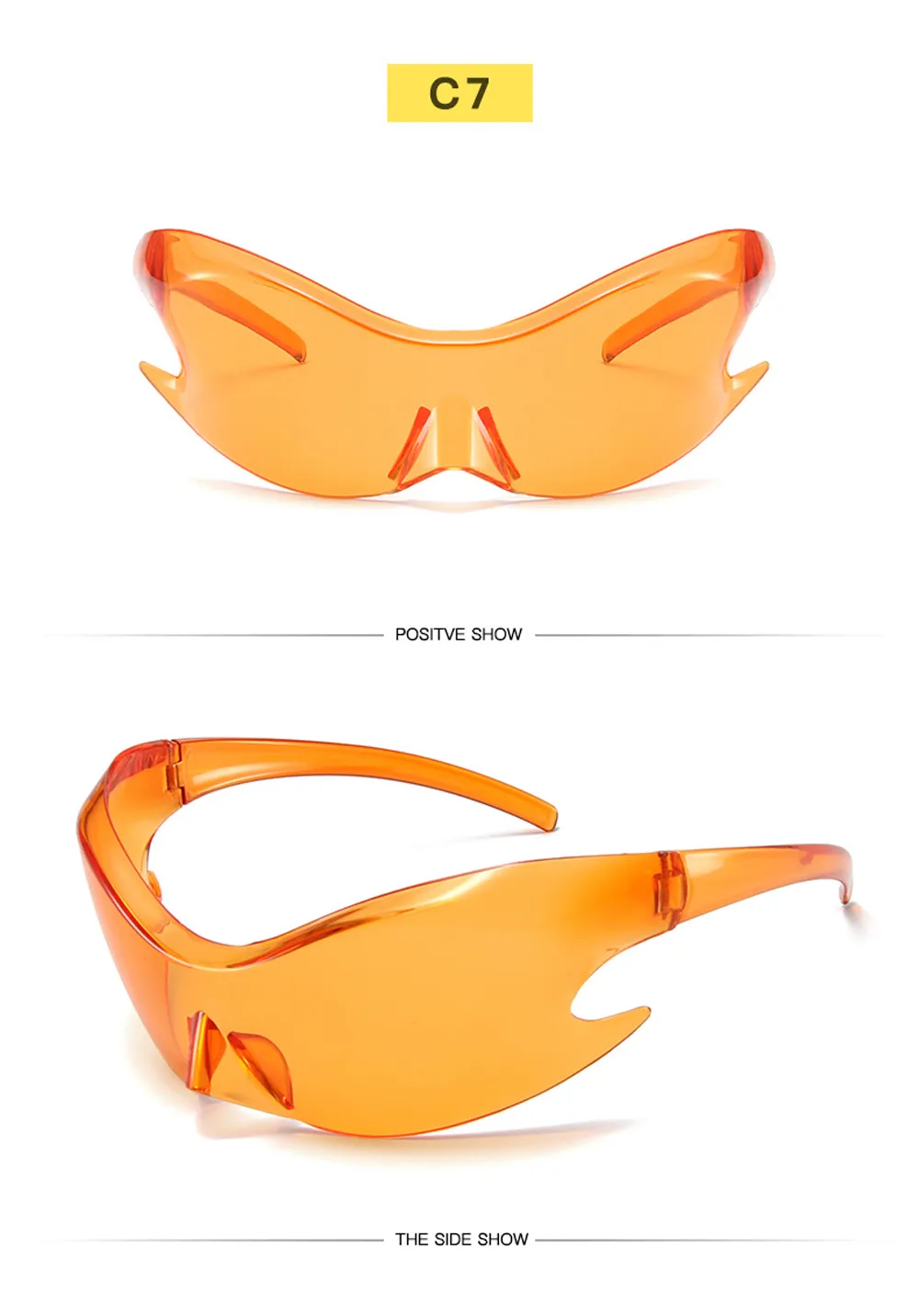 Y2K Sunglasses UV400 Sunglasses Futuristic Rimless One Piece Sports ...